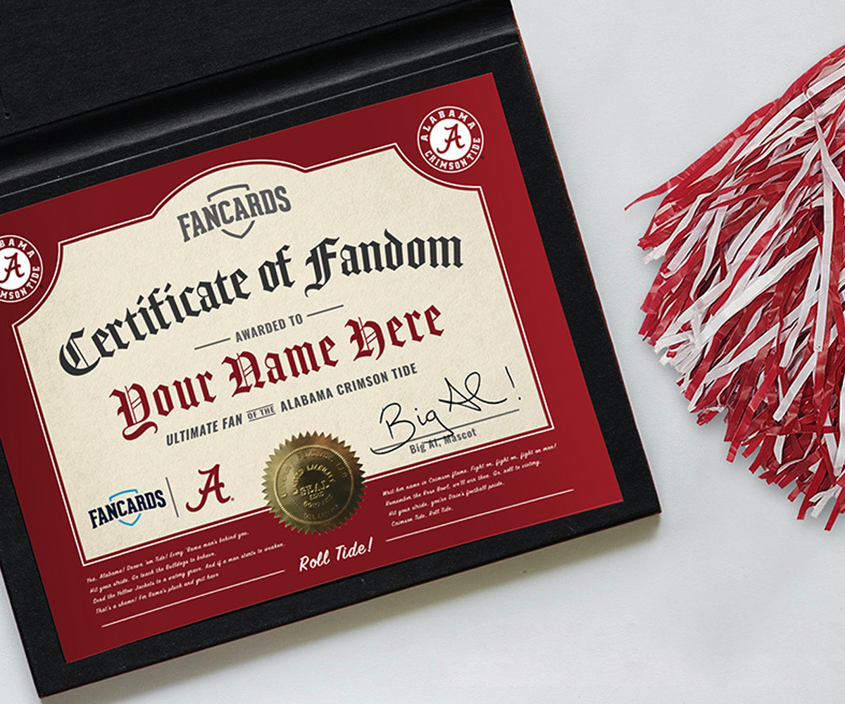 Alabama Certificate of Fandom – University Fancards LLC
