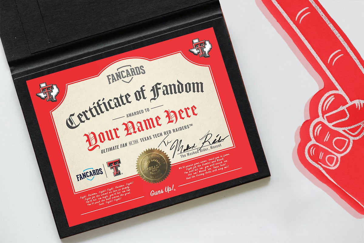 Texas Tech Certificate of Fandom – University Fancards LLC